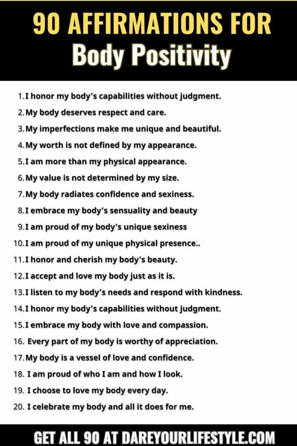 90 Empowering Positive Body Image Affirmations | Dare Your Lifestyle