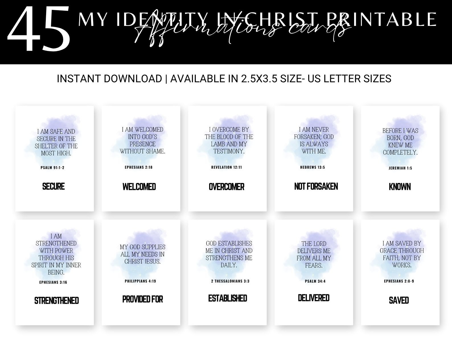 My Identity In Christ Printable Affirmations Cards | Digital Download ...